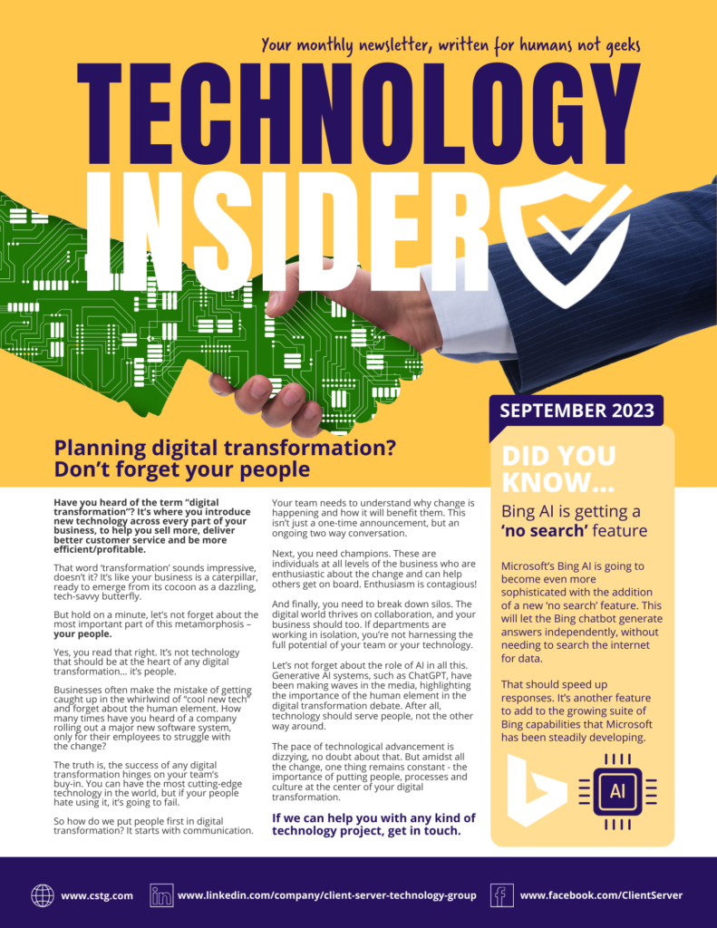September Newsletter 2023 - Client-Server Technology Group, Inc.