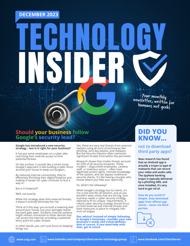 December Newsletter 2023 - Client-Server Technology Group, Inc.