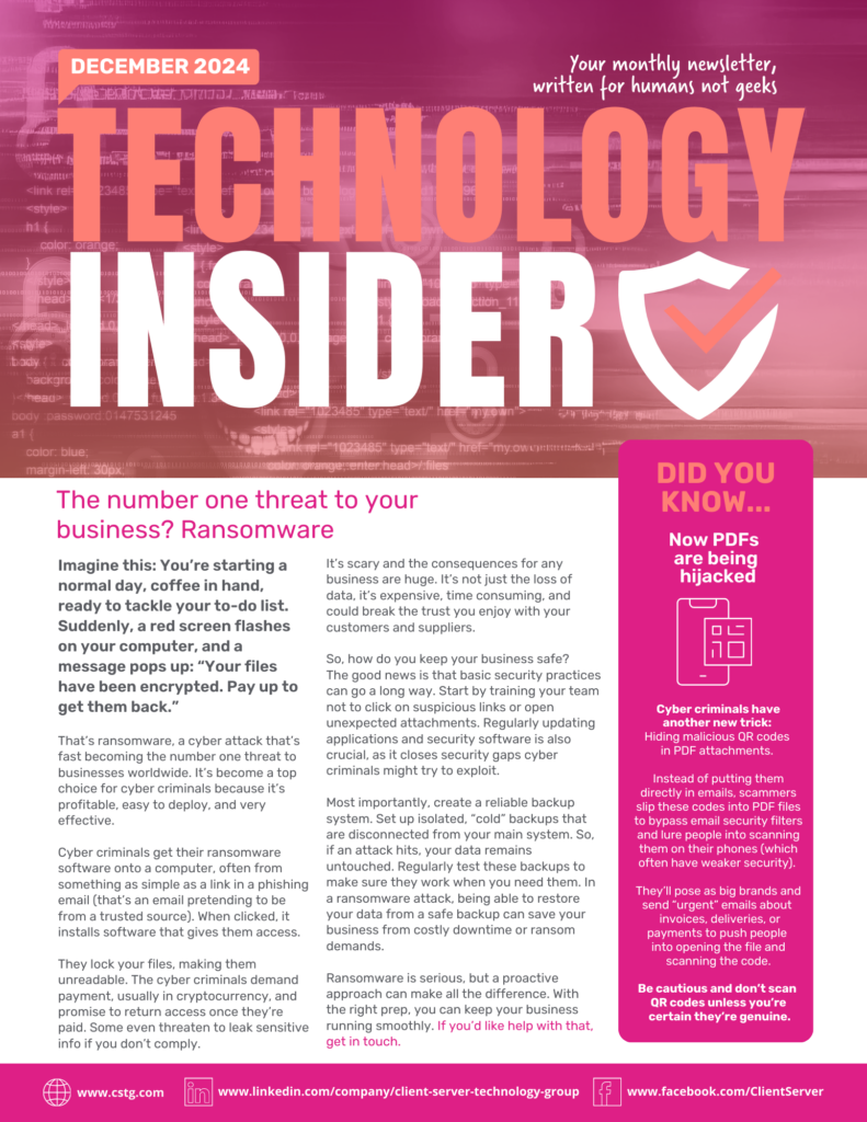 December Newsletter 2024 - Client-Server Technology Group, Inc.