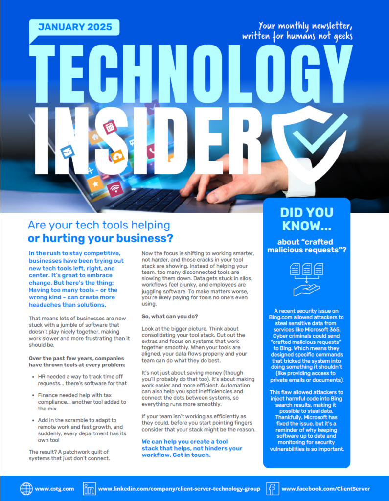 January Newsletter 2025 - Client-Server Technology Group, Inc.
